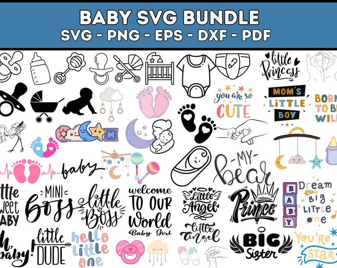 Baby SVG Bundle, Baby PNG Bundle, Baby Clipart, Baby SVG Cut Files for ...