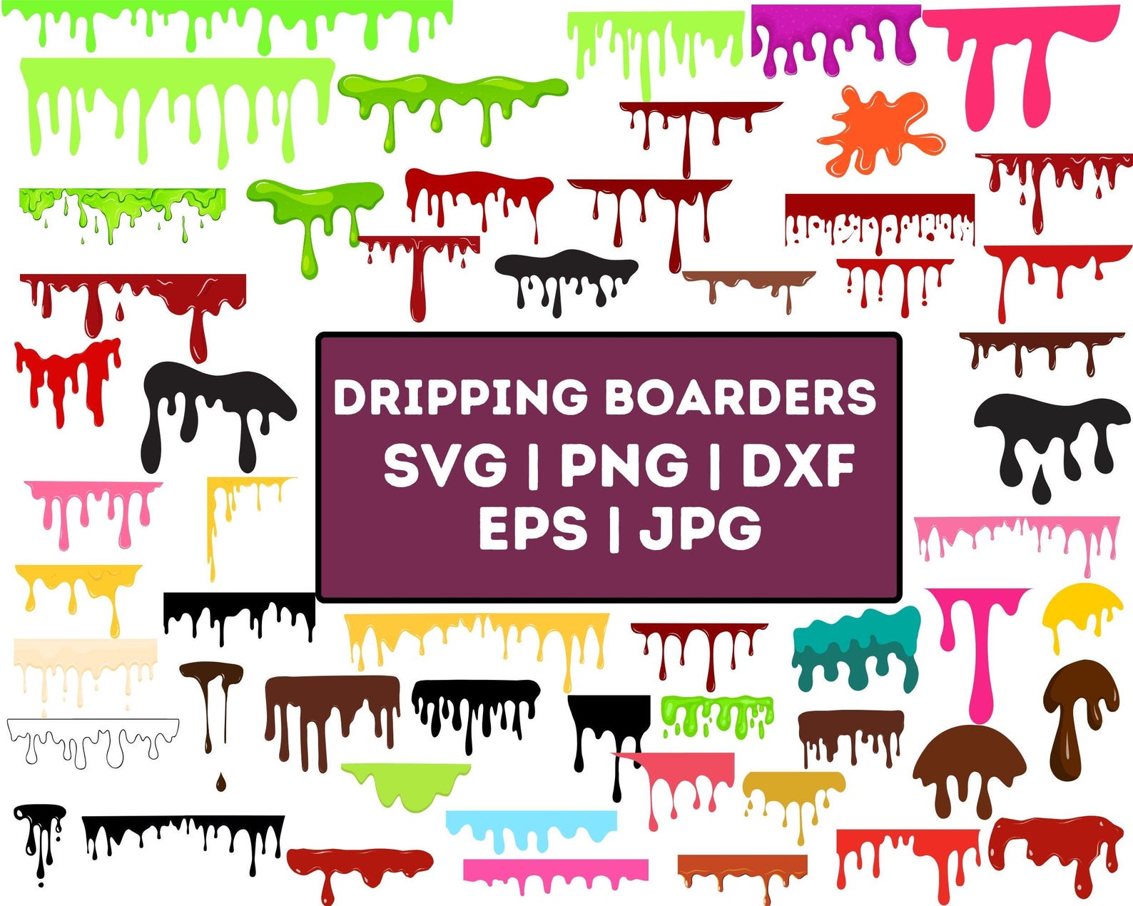 DRIPPING BORDERS SVG Bundle Melting Cricut Dripping Paint Cut Files ...