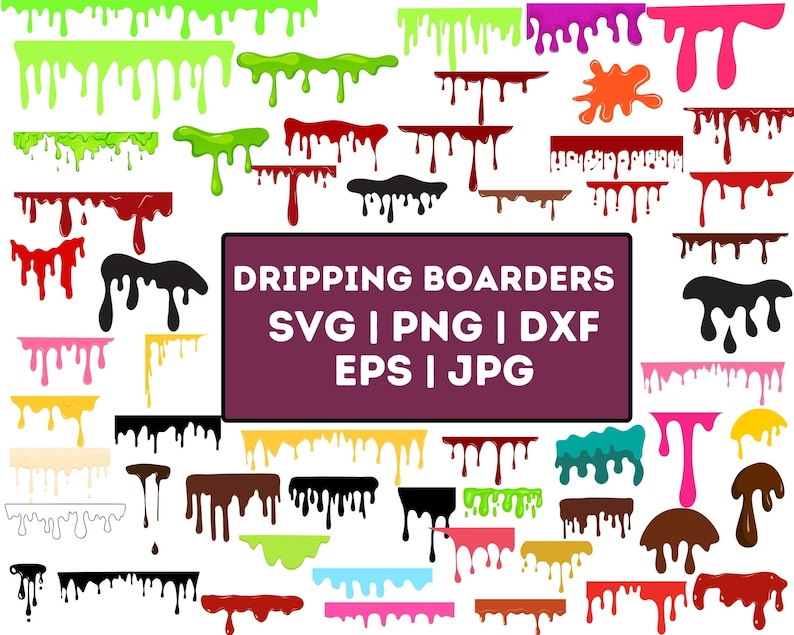 DRIPPING BORDERS SVG Bundle Melting Cricut Dripping Paint Cut Files ...