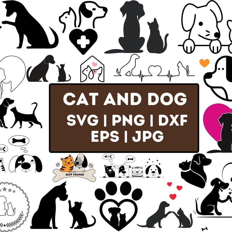 Dog and Cat Svg - Etsy
