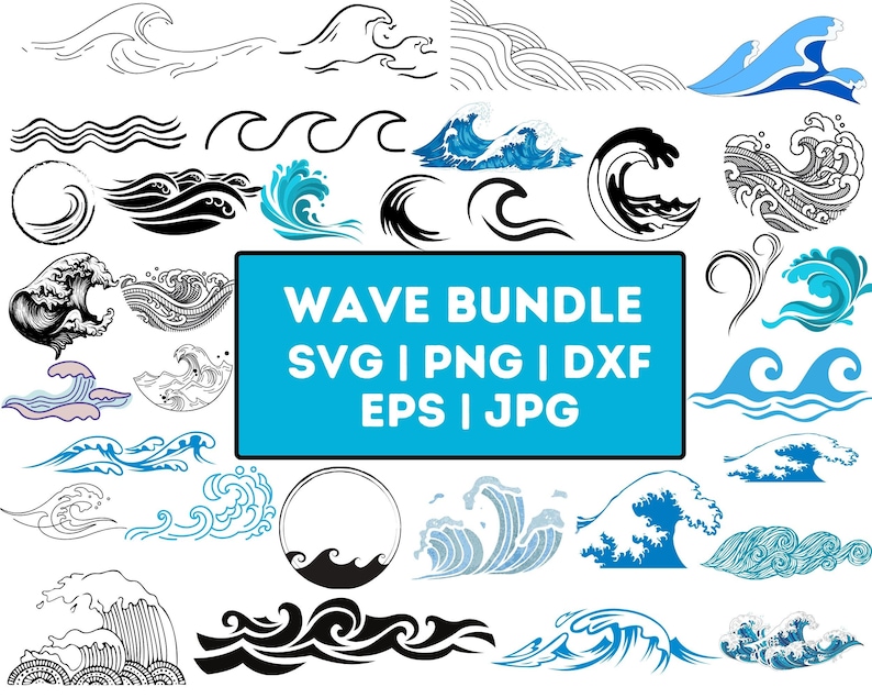 WAVE SVG, Wave Bundle Svg, Wave Cut Files , Wave Clipart , Wave Cricut ...
