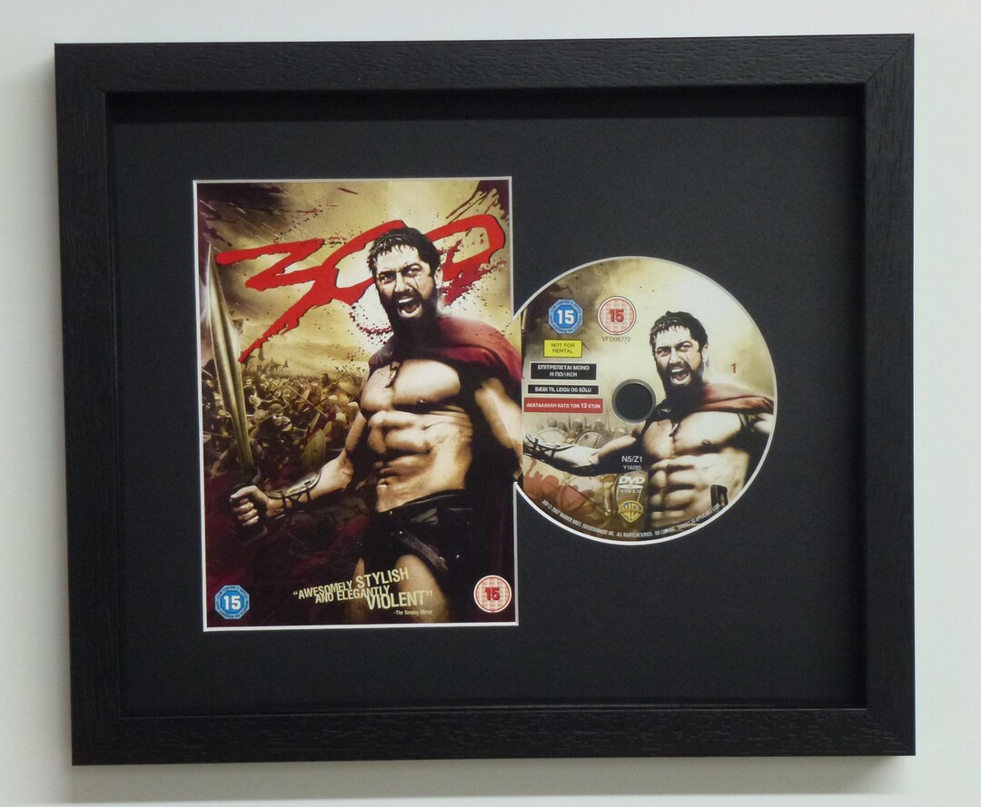 300 Movie DVD in Black Wooden Frame Mounted Original DVD With Cover Art ...
