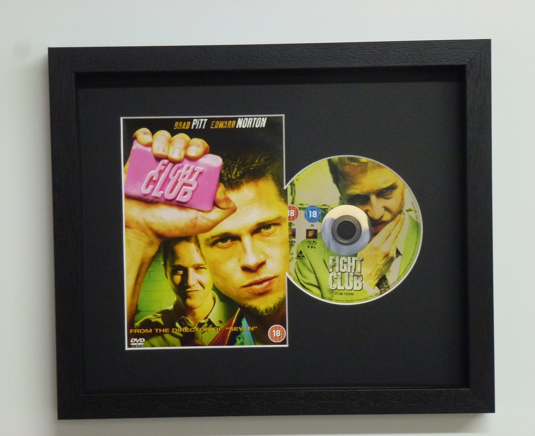 Fight Club Movie DVD in Black Wooden Frame Mounted Original DVD With ...