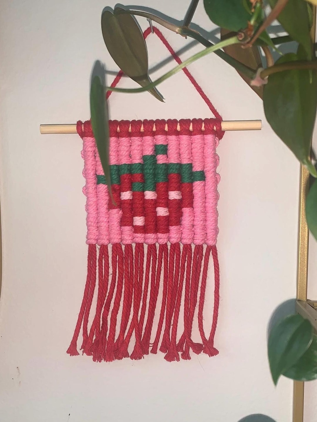 Strawberry Decor, Macrame Tapestry, Cute Strawberry Decor for Girls ...