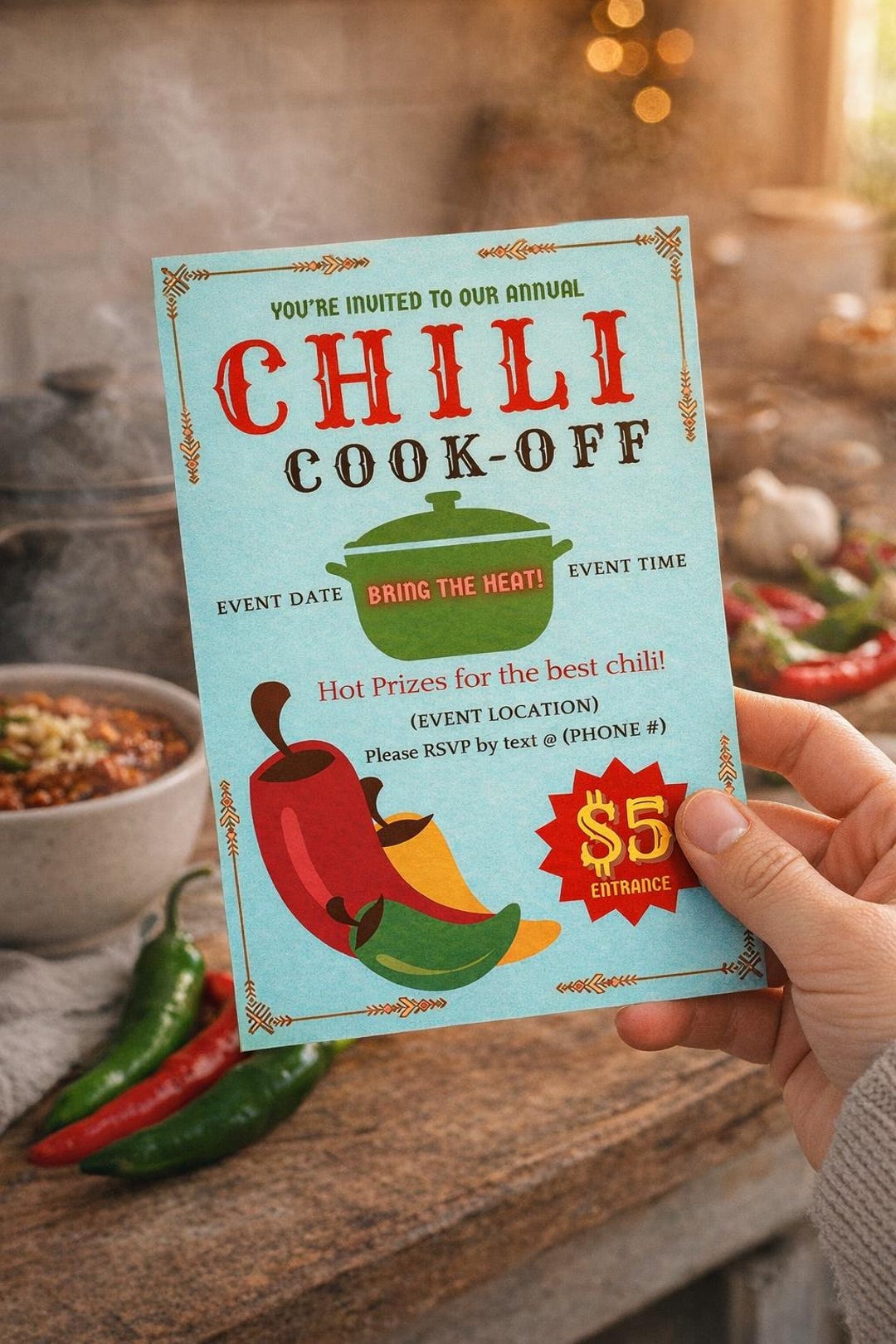 Chili Cook off Template Bundle | Chili Cookoff Invitation, Numbered ...