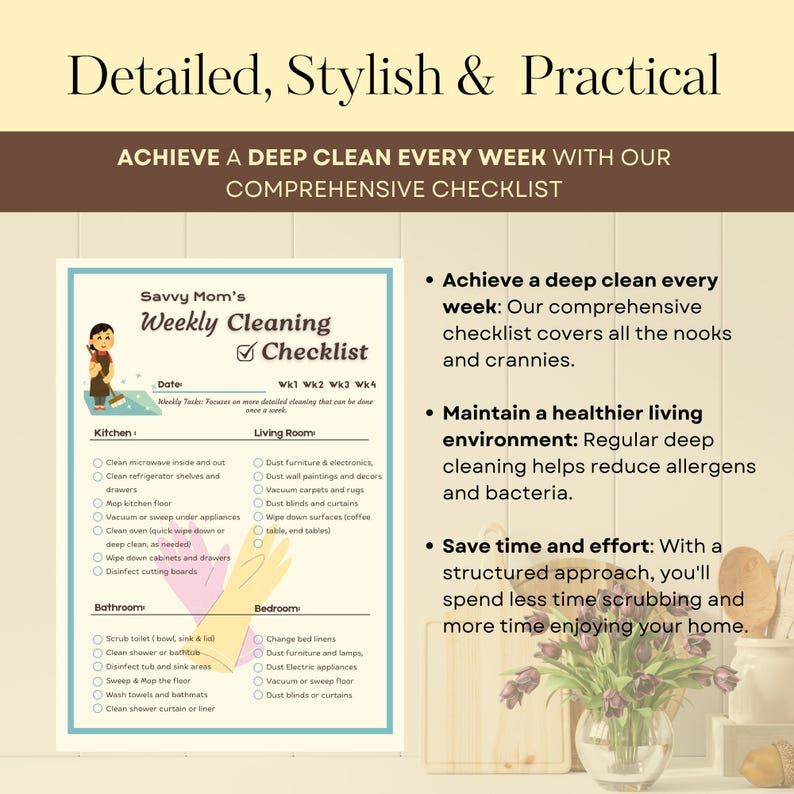 Cleaning Schedule Checklist Template Editable Chore Chart Cleaning ...