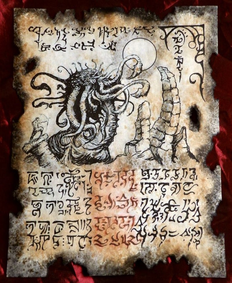 TEMPLE of the WORM Necronomicon Page Cthulhu Larp Prop Occult Sorcery ...