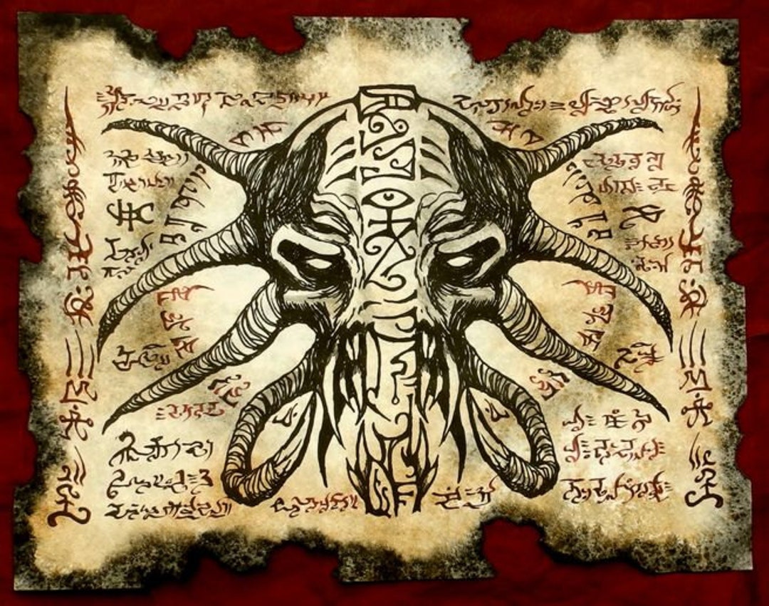 Cthulhu Larp DEMON MASK Necronomicon Fragment Scroll Magick Occult ...