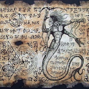 Cthulhu Larp SERPENT DEMON Necronomicon Page Scroll Magick | Etsy