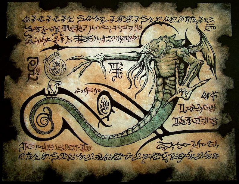Cthulhu Larp Rlyeh Text Necronomicon Page Scroll Magick Occult - Etsy