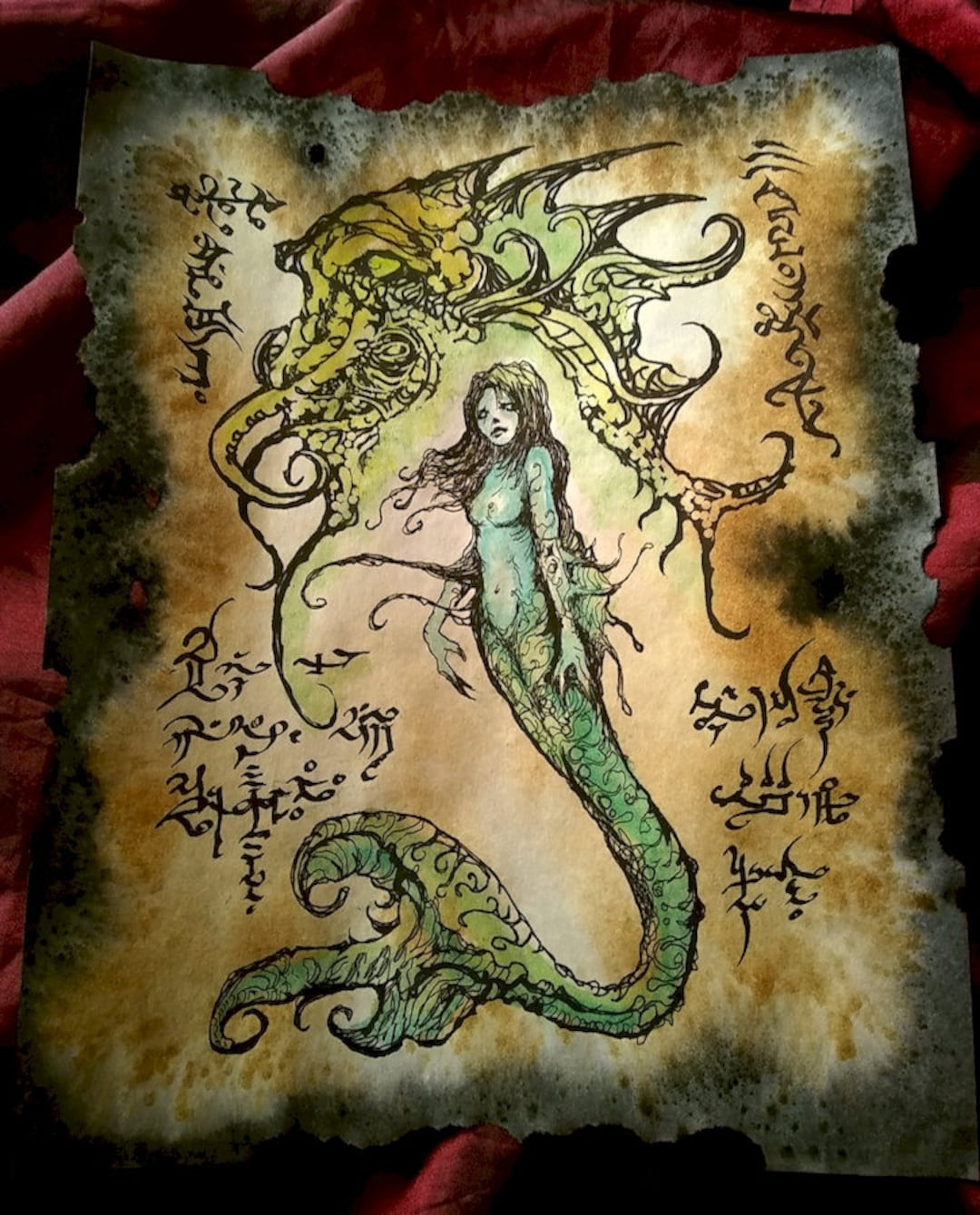 MERMAID Spawn of Hydra Necronomicon Page Occult Demon Magick Dark Spirit Horror Rpg - Etsy