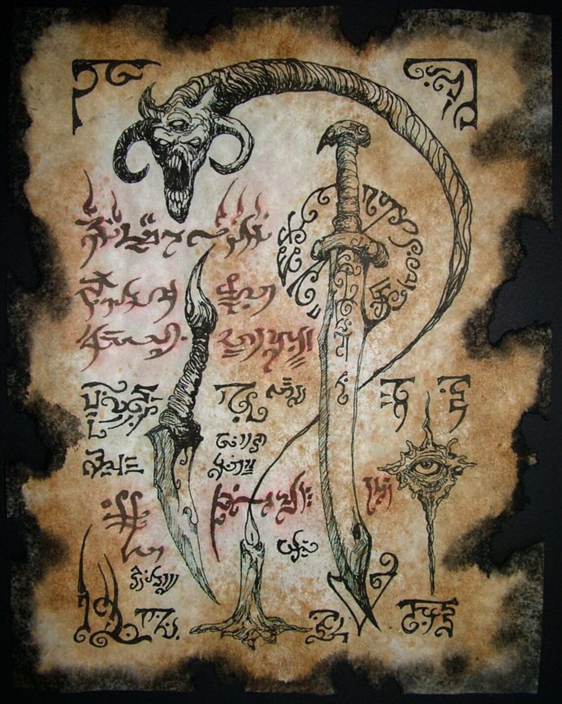 DEMON SWORD Cthulhu Larp Necronomicon Scrolls Dark Occult - Etsy