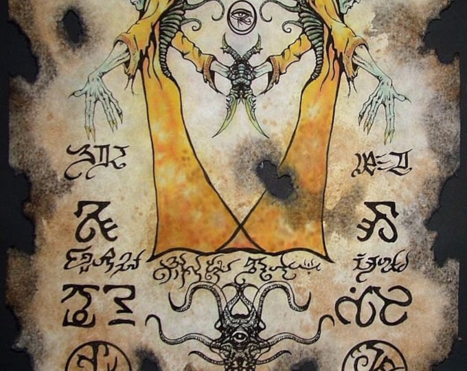 Cthulhu King in Yellow Larp Necronomicon Scrolls Dark Witchcraft Magick ...