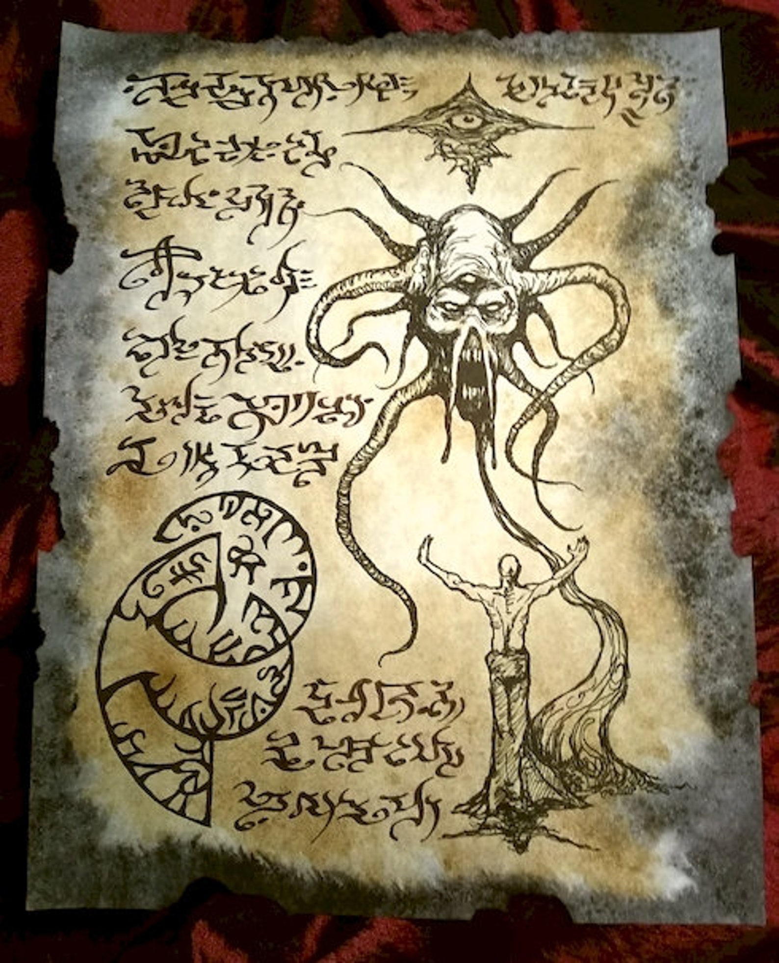 DEMON YAG AMON Cthulhu Larp Necronomicon Page Dark Occult Witchcraft Magick - Etsy