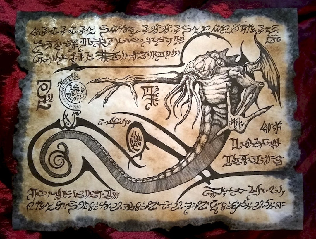 Cthulhu Larp Rlyeh Text Necronomicon Page Scroll Magick Occult Witch - Etsy