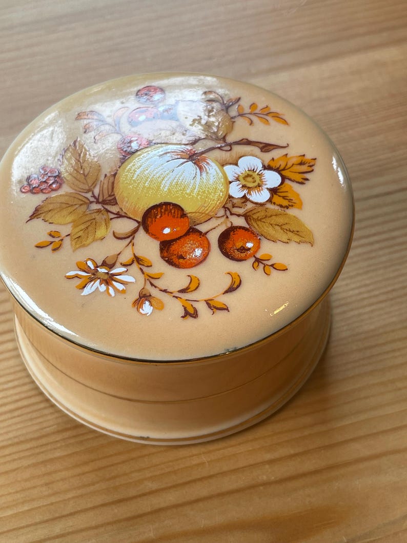 Vintage Sadler England "autumn Gold" Lidded Trinket Dish - 3" Diameter ...