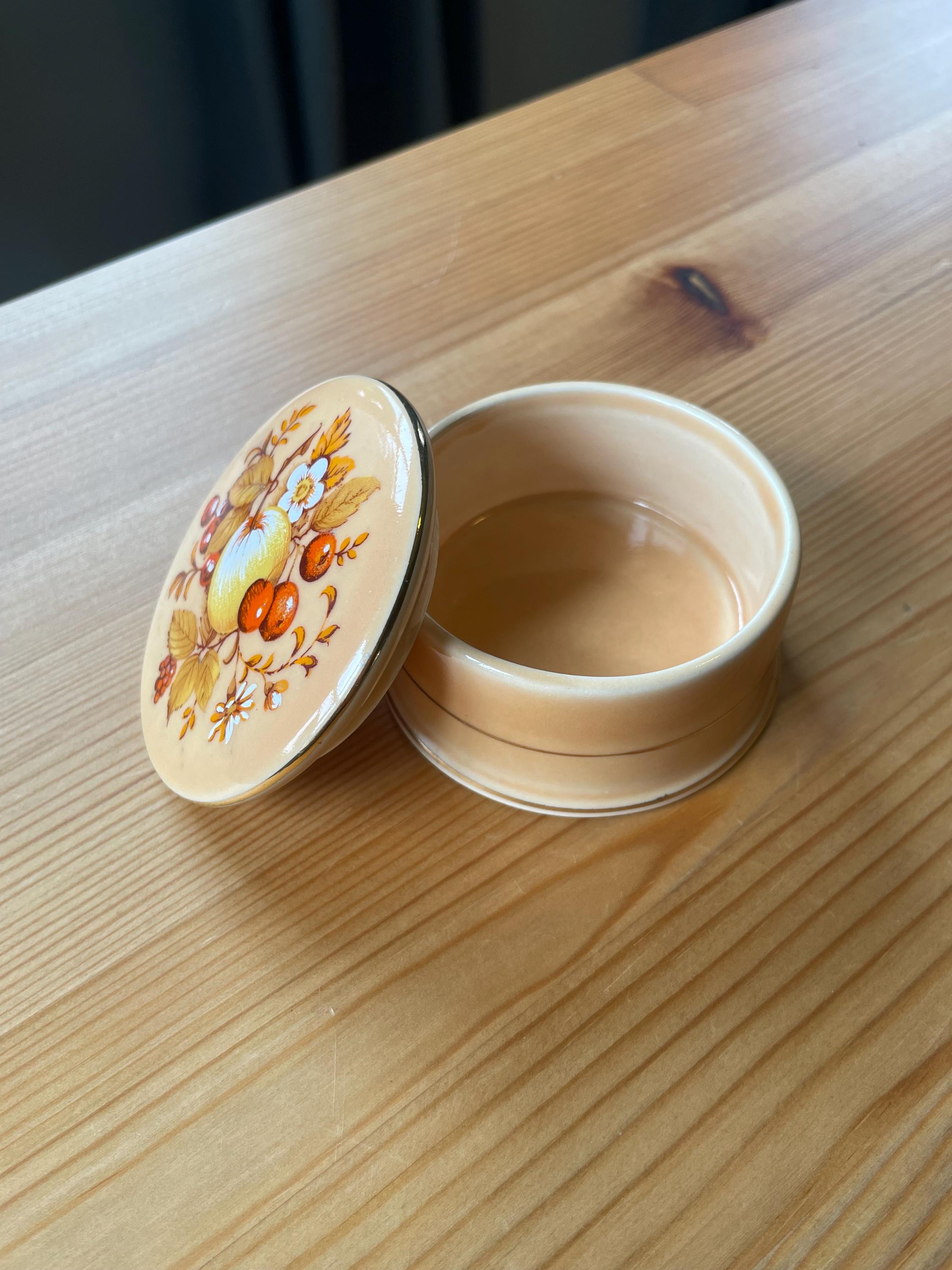 Vintage Sadler England "autumn Gold" Lidded Trinket Dish - 3" Diameter ...