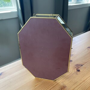 Vintage Brass and Etched Glass Curio Cabinet Octagon Trinket Display ...