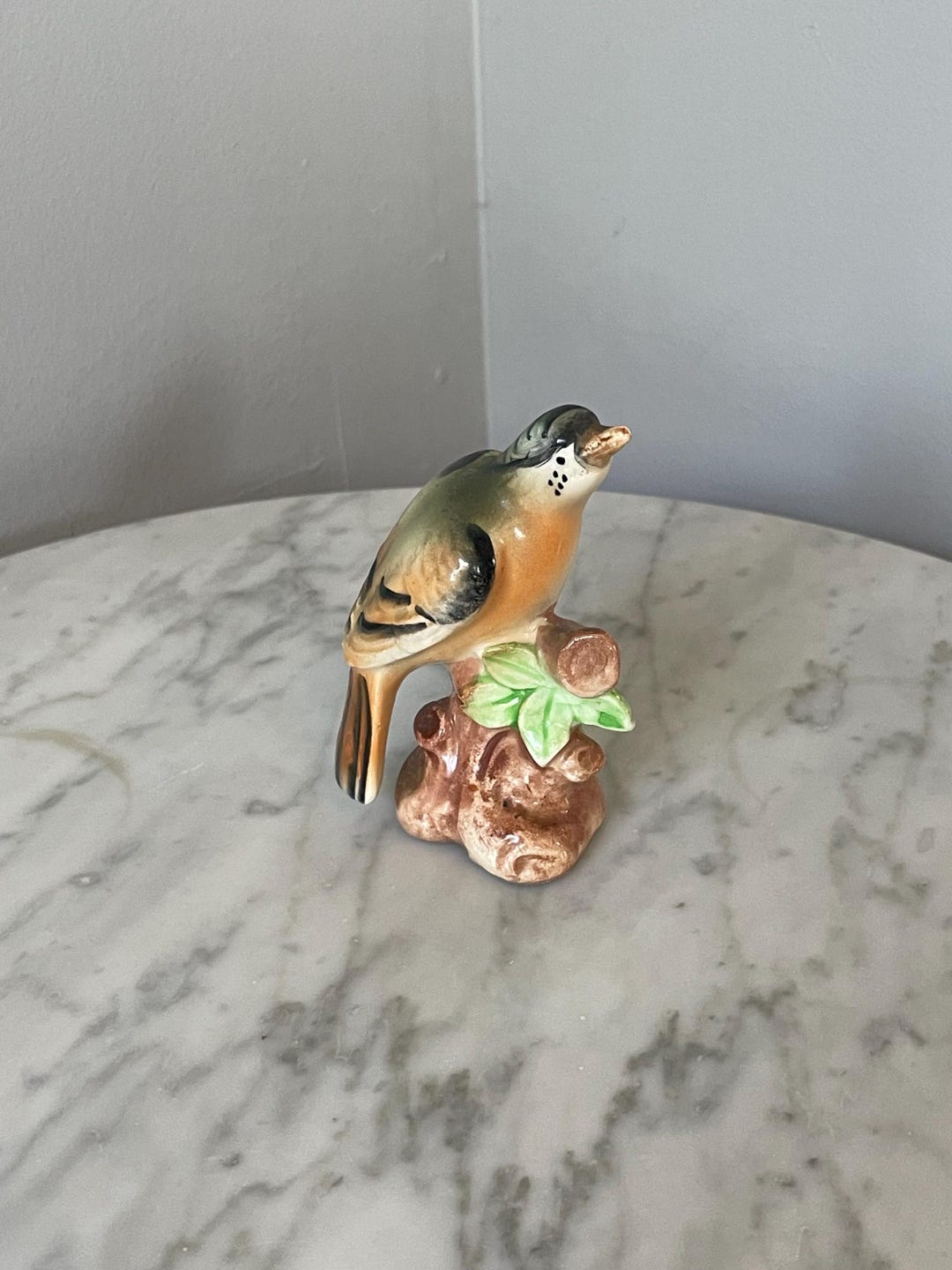 Vintage Ceramic Robin Figurine Hand-painted Bird on Branch, 4 Tall, 2 ...