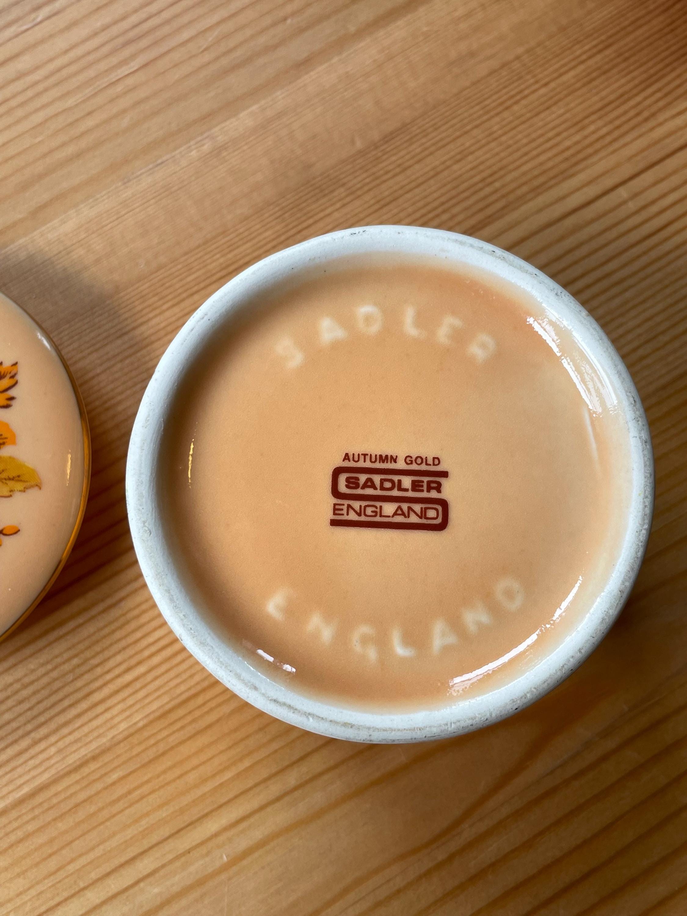 Vintage Sadler England "autumn Gold" Lidded Trinket Dish - 3" Diameter ...