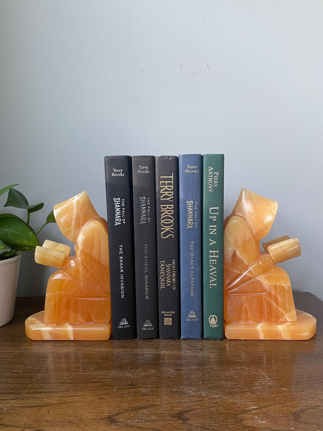 Vintage Onyx Monk Bookends | Hand-carved Stone Decorative Book Holders ...
