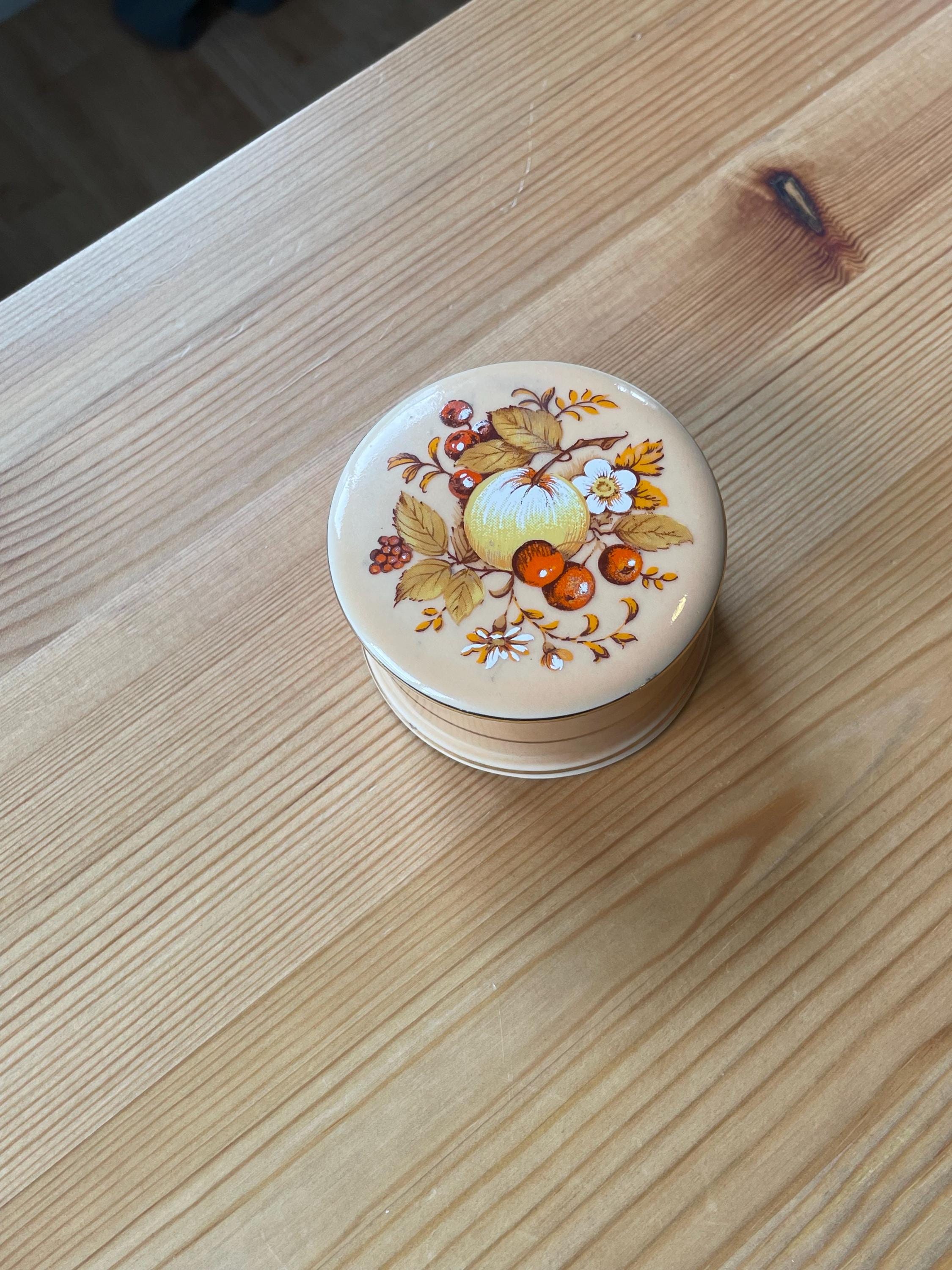 Vintage Sadler England "autumn Gold" Lidded Trinket Dish - 3" Diameter ...