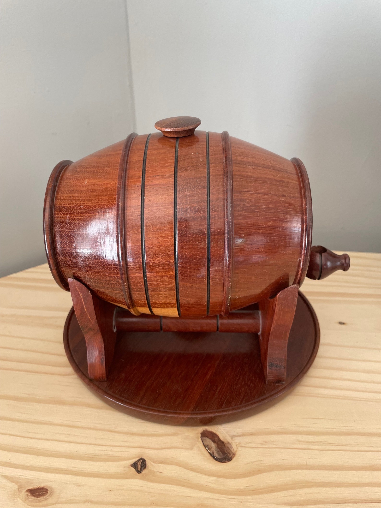 Vintage Wood Barrel Decanter Set With Wooden Shot Glasses | Rustic ...