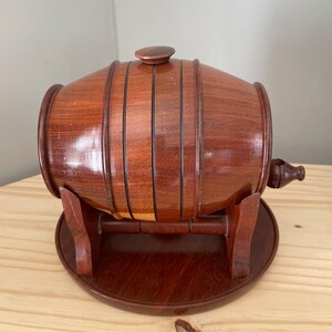 Vintage Wood Barrel Decanter Set With Wooden Shot Glasses | Rustic ...