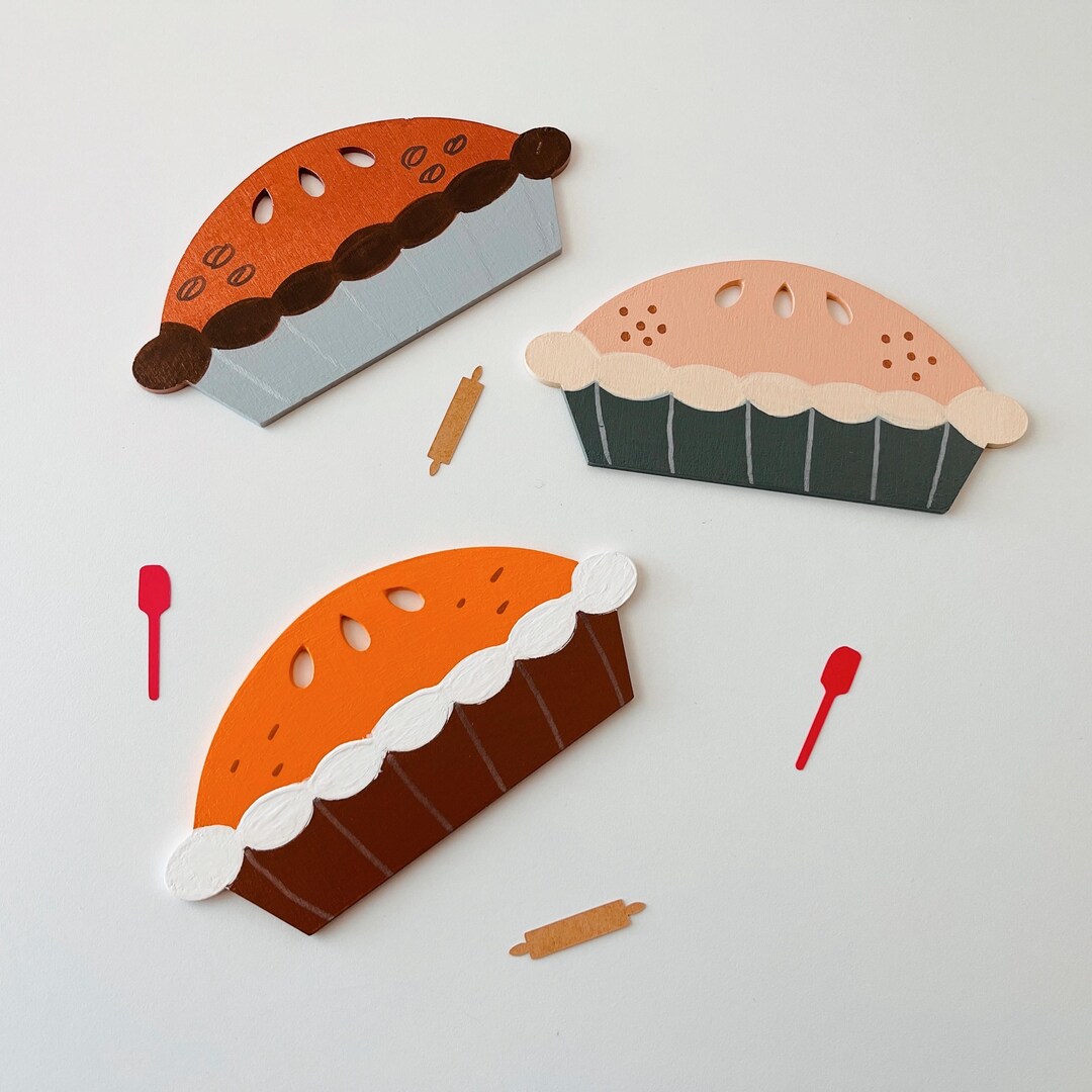 Pretend Play Pies, Pumpkin Pie, Wooden Toy Set, Play Food, Wooden Play ...