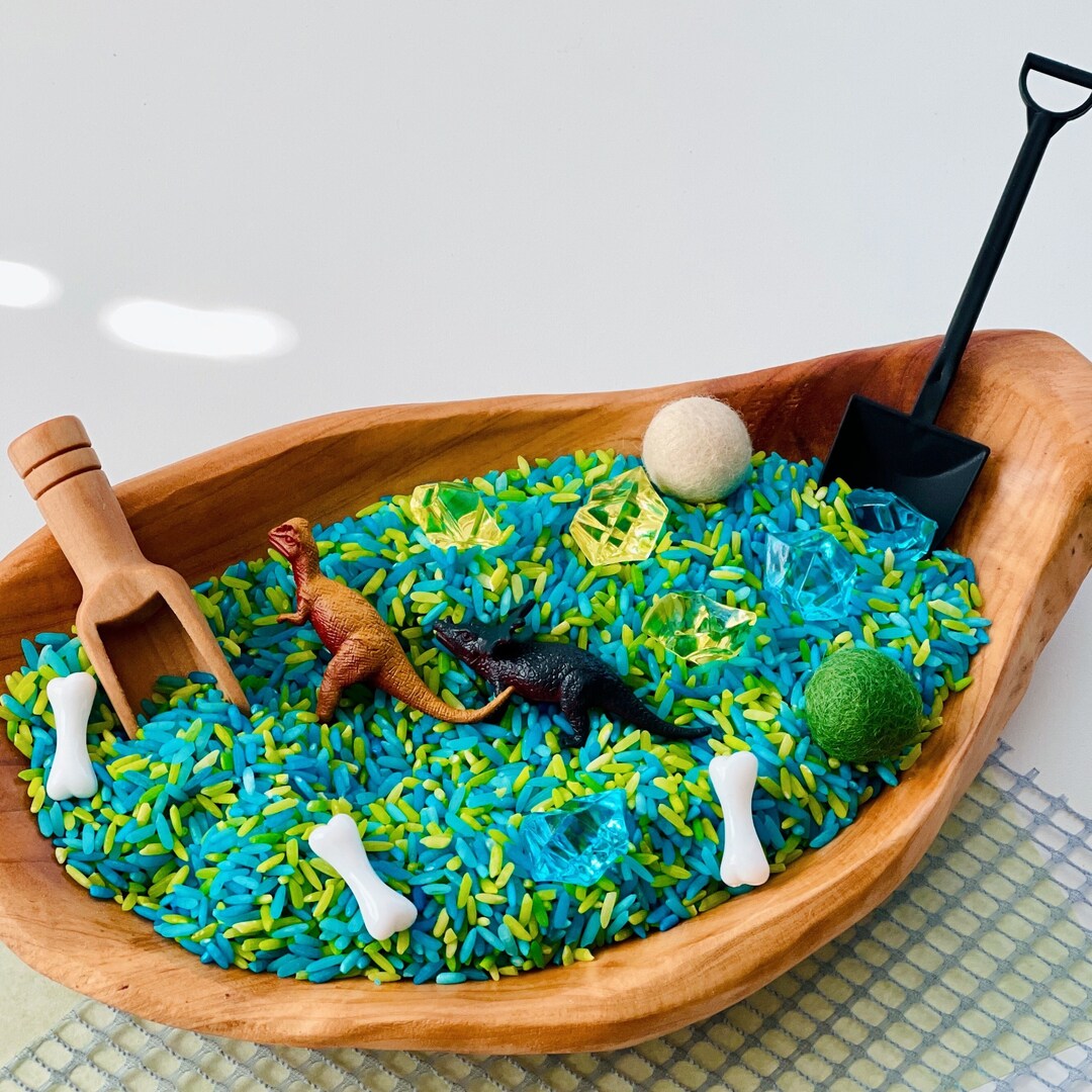 21-pc Dinosaur Sensory Rice Kit (LARGE), Sensory Bins, Tinker Tray ...