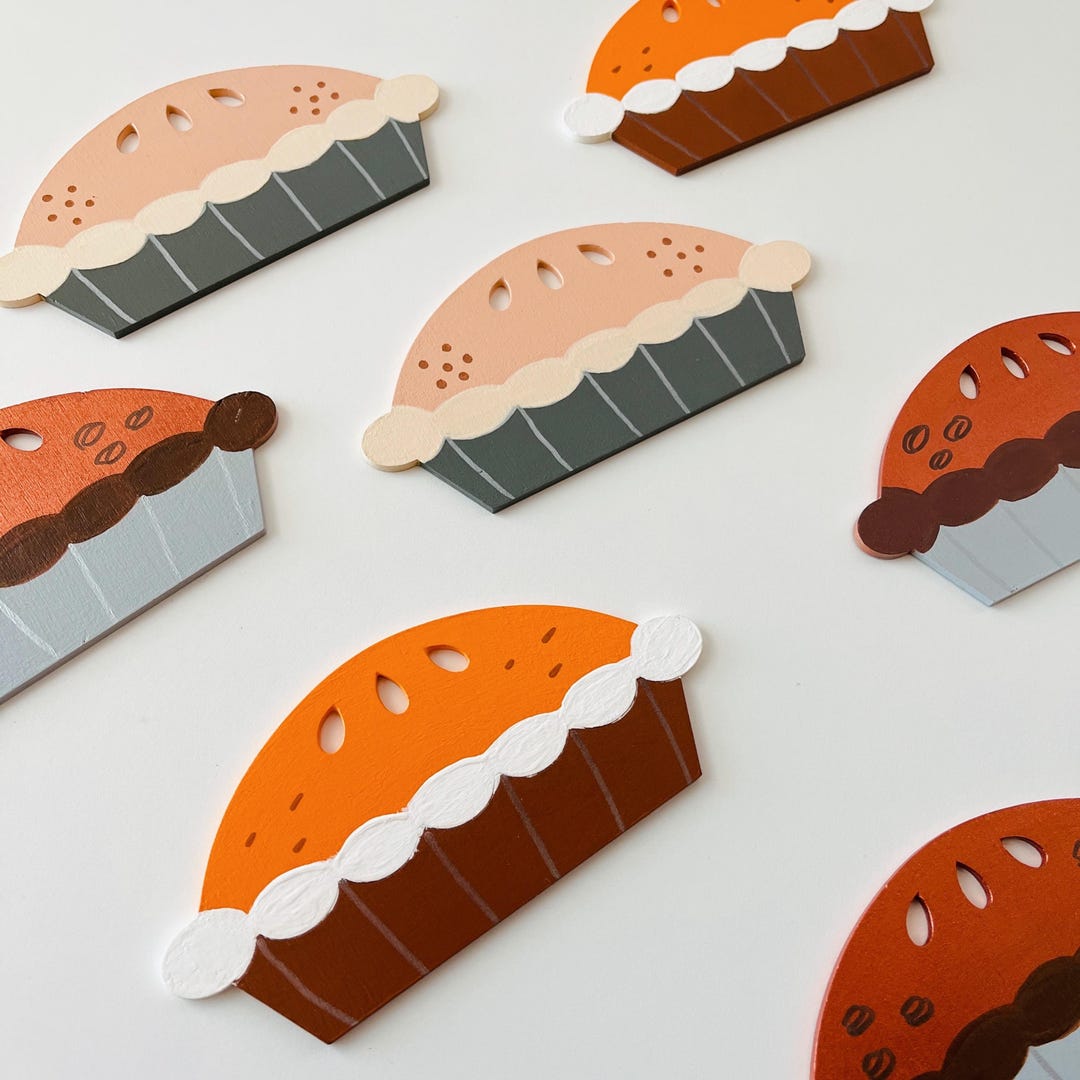 Handcrafted Wooden Pretend Play Pumpkin Pies Playset for Children's ...