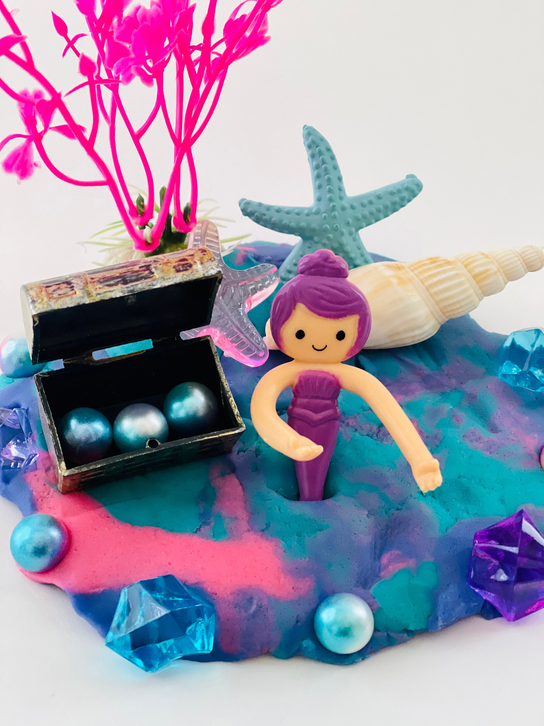 114-pc Mermaid Play Dough Kit, Sensory Kit, Sensory Box, Busy Box ...
