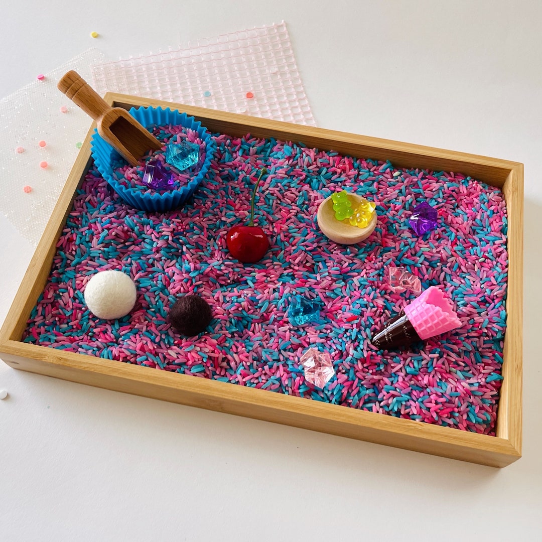 16-pc Mini Sweet Treats Sensory Kit, Colored Rice, Sensory Bin, Wood ...