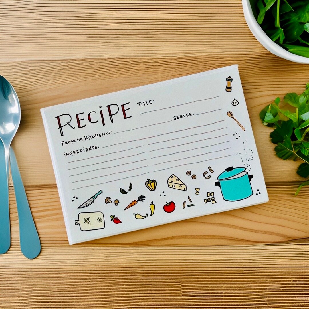 10 Recipe Cards, 4x6 Recipe Card, Recipe Pages, Handwritten Recipe ...