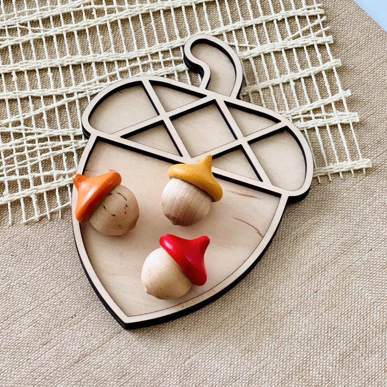 10-pc Rainbow Wooden Acorns: Montessori Sensory Bin Filler - Etsy