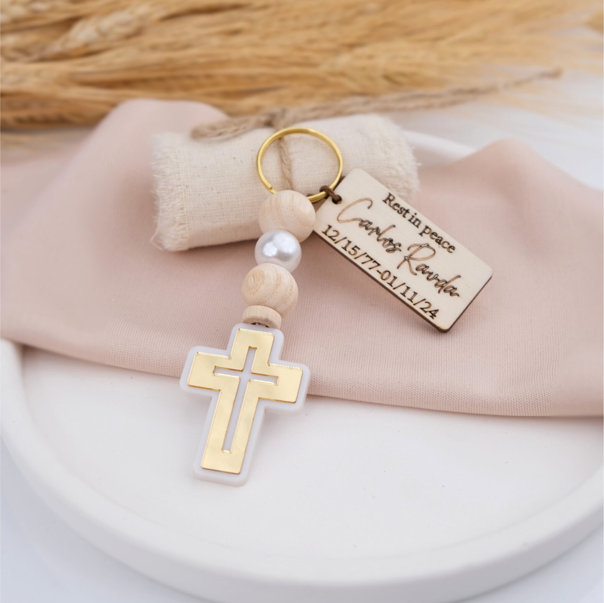 Custom Memorial Service Favors With Cross Keychain Favors, Personalized ...