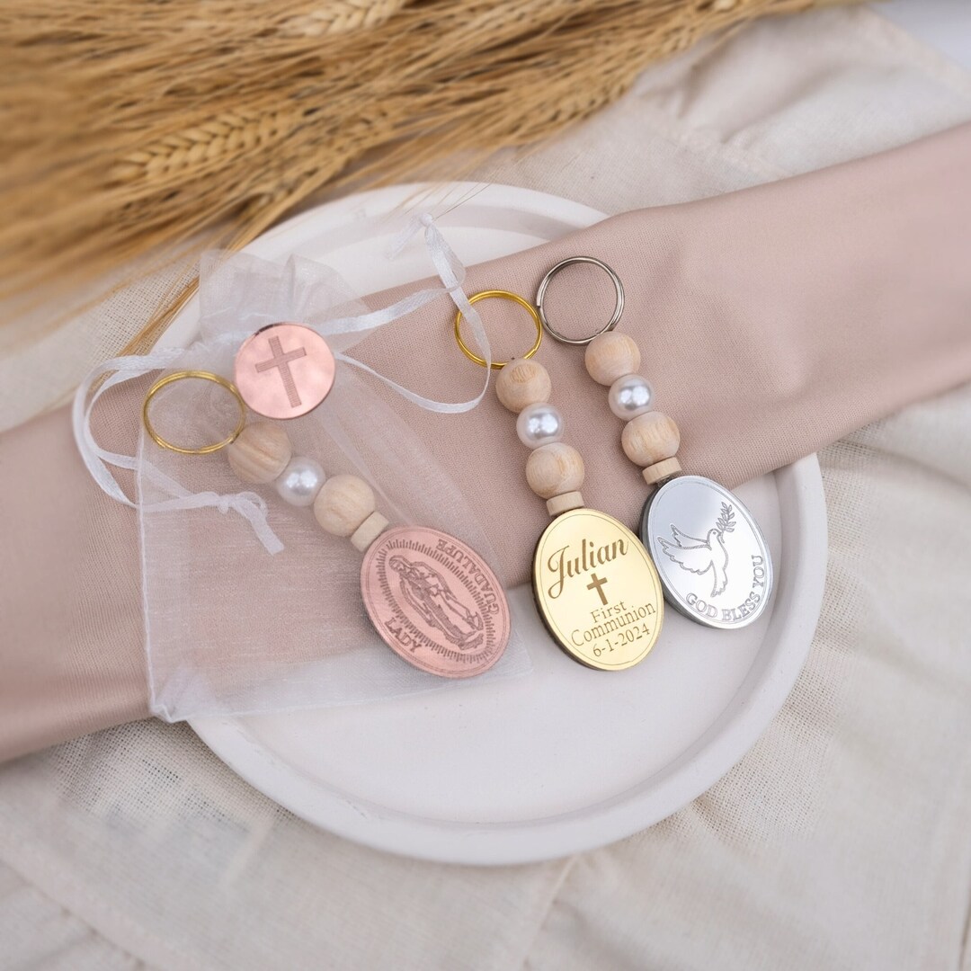 Personalized Baptism Keepsakes, Unique Holy Figure Keychain Favors ...