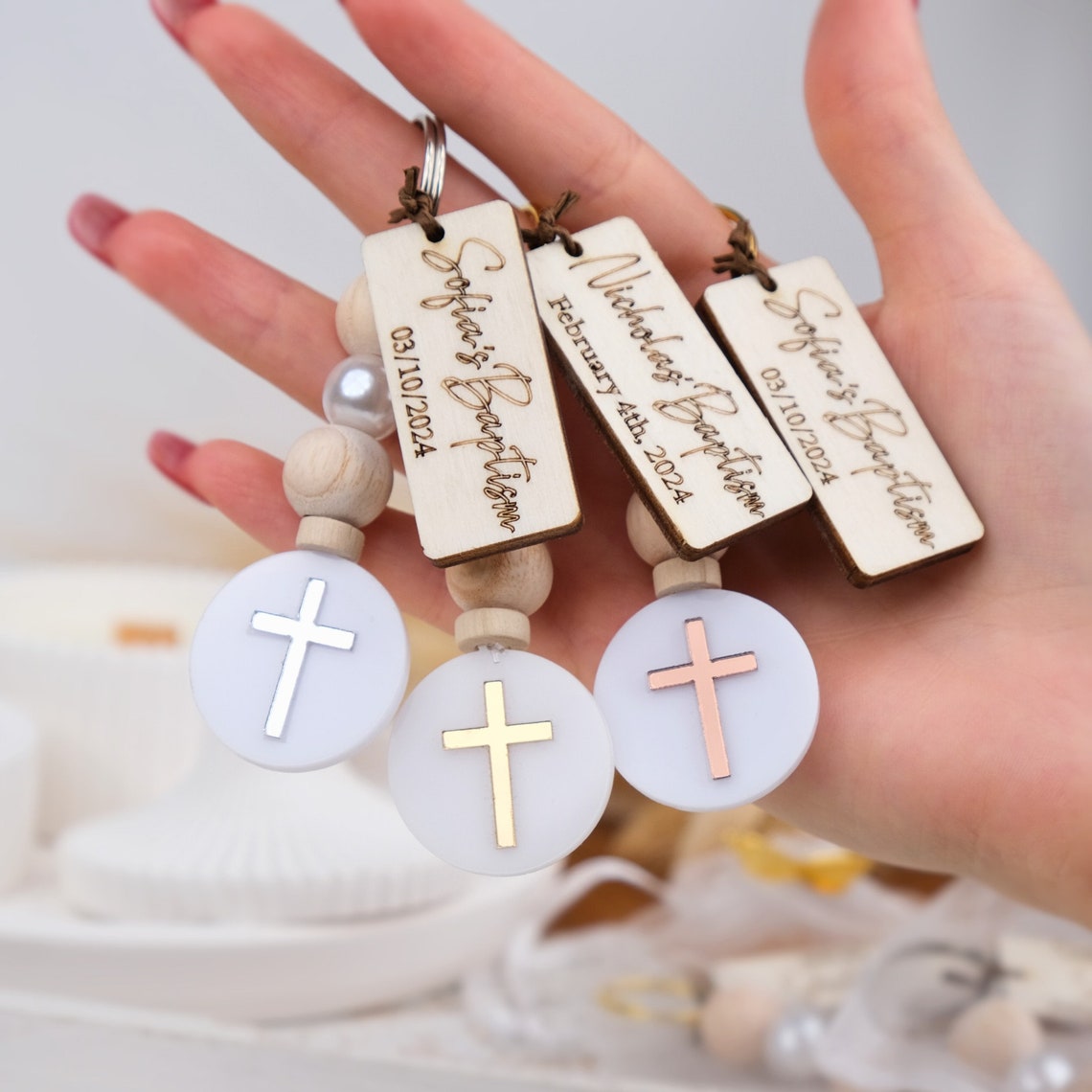 Personalized Baptism Rosary Favors, Personalized Christening Guest ...