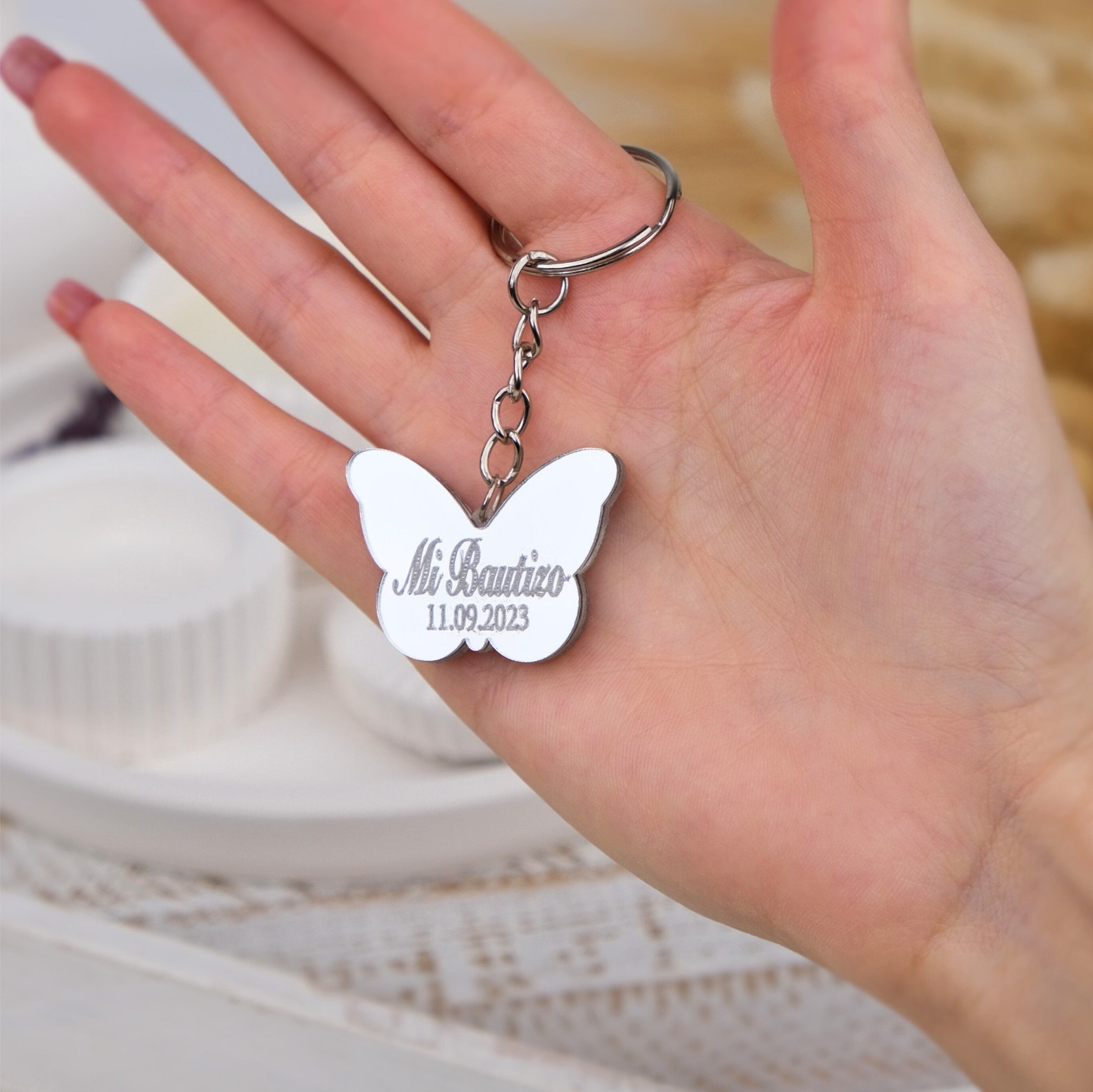 Personalized Baptism Gift Girl Keychain Favors for Guests, Recuerdos De ...