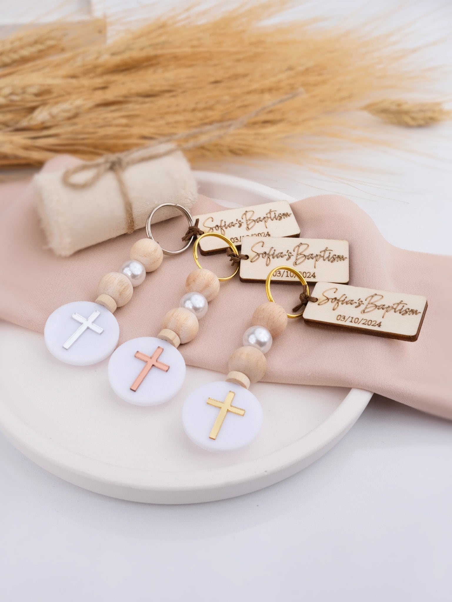Personalized Baptism Rosary Favors, Personalized Christening Guest ...
