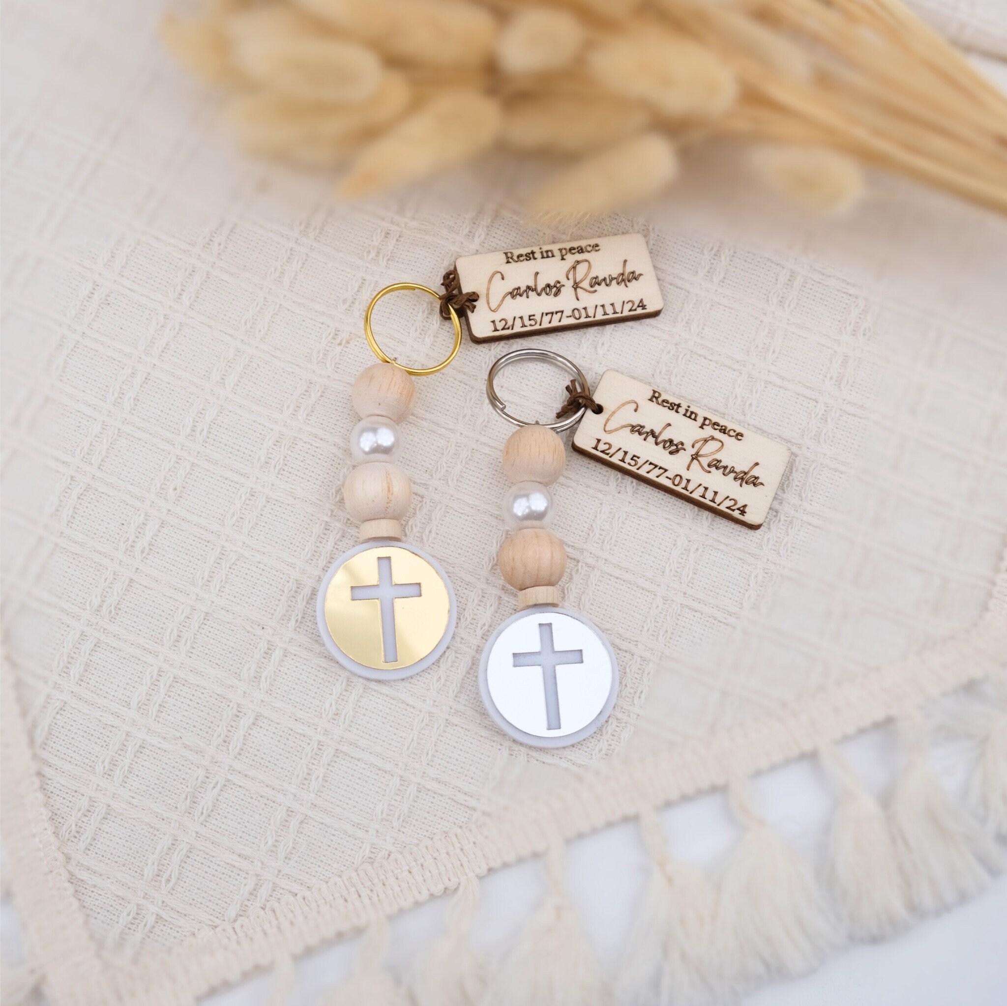 Personalized Funeral Keychain Favors, Custom Memorial Service Favors ...