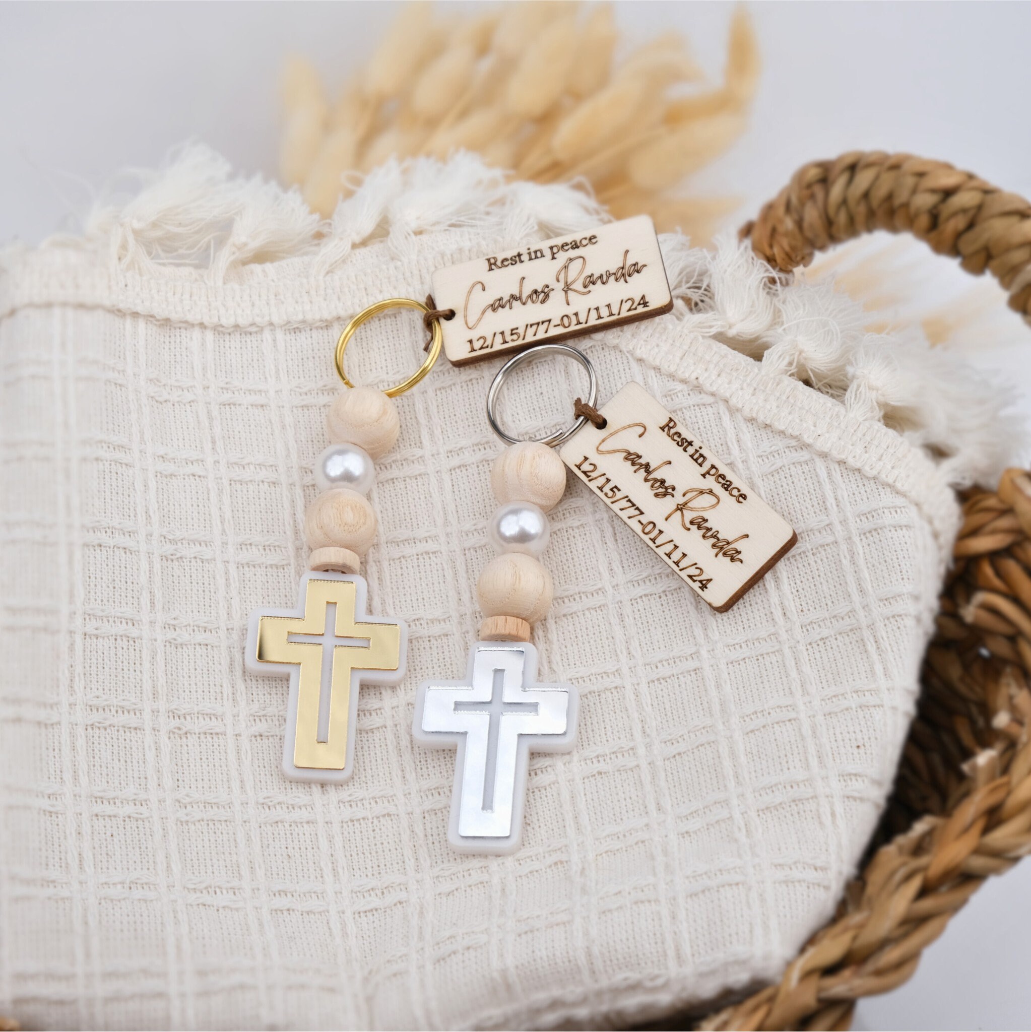 Custom Memorial Service Favors With Cross Keychain Favors, Personalized ...