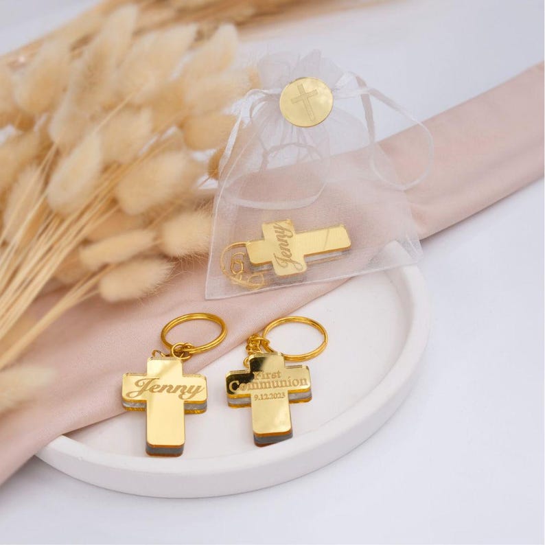 Personalized First Communion Favors – Cross Keychain With Sachet - Etsy
