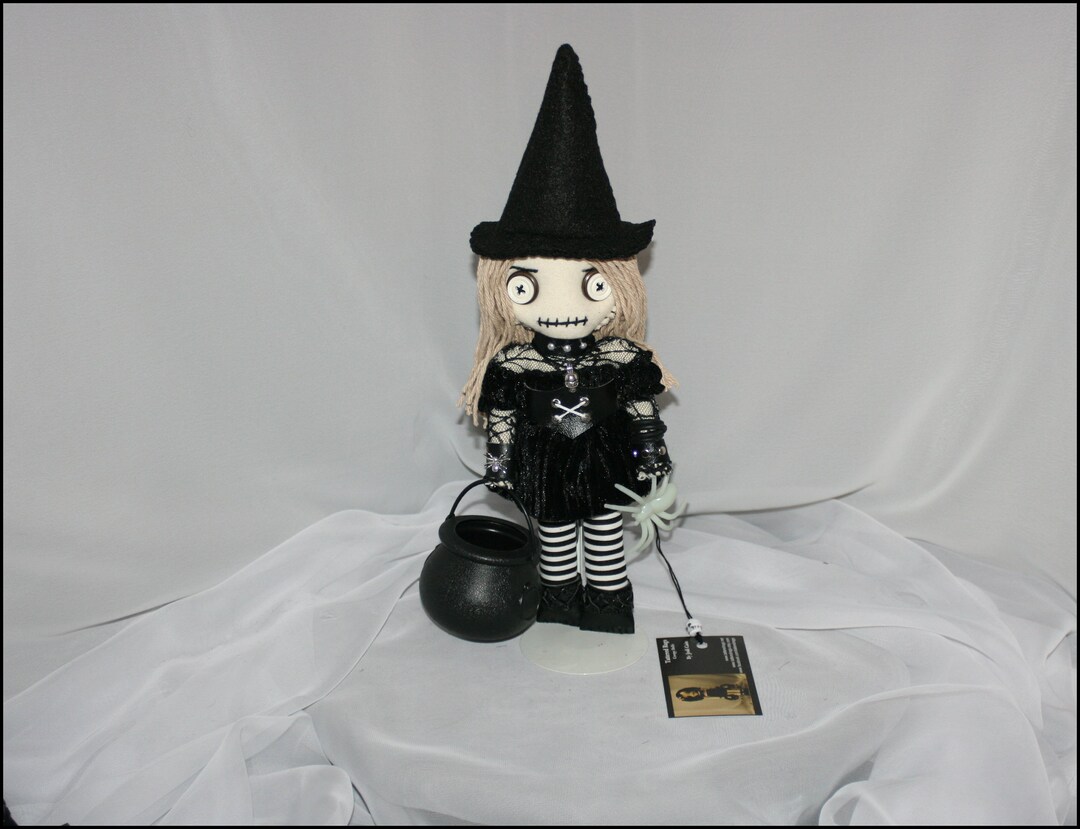 Hand Stitched Mini Witch Rag Doll Creepy Gothic Halloween Folk Art by ...