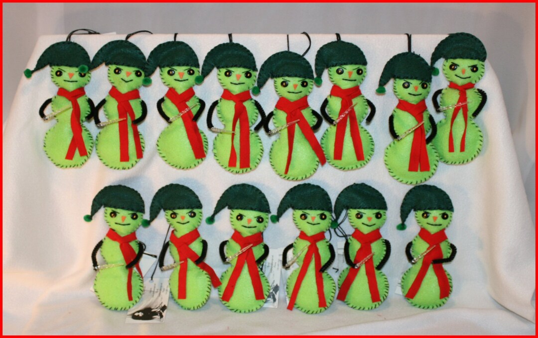 Snowman Christmas Tree Ornament Hand Stitched Doll Creepy Gothic Folk ...