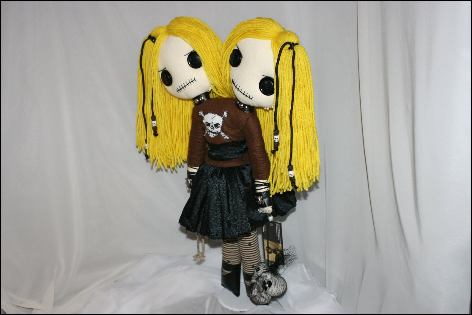 OOAK Hand Stitched Siamese Twin Rag Doll Creepy Gothic Folk Art by Jodi ...