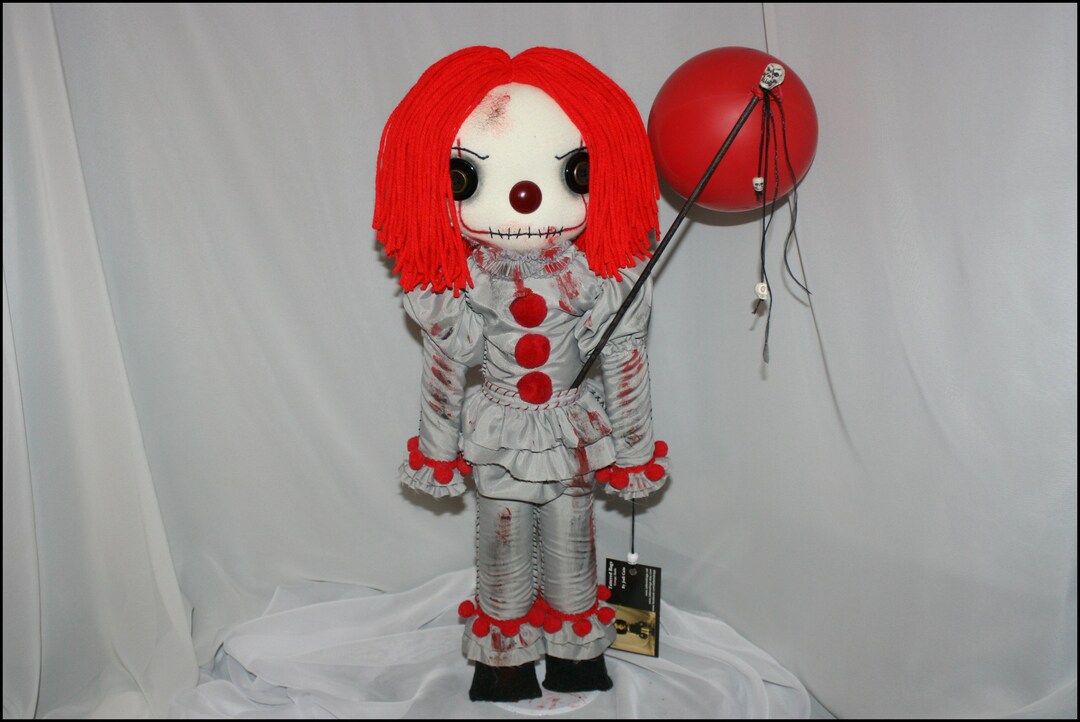 Pennywise Inspired Hand Stitched Clown Rag Doll Creepy Gothic Folk Art ...