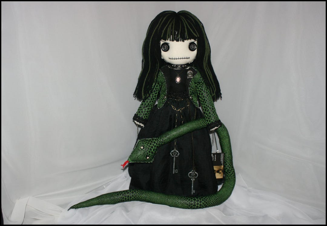 OOAK Rag Doll With Snake Creepy Dark Gothic Folk Art by Jodi Cain ...