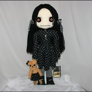 OOAK Hand Stitched Rag Doll With Teddy Bear Creepy Gothic Folk Art by ...