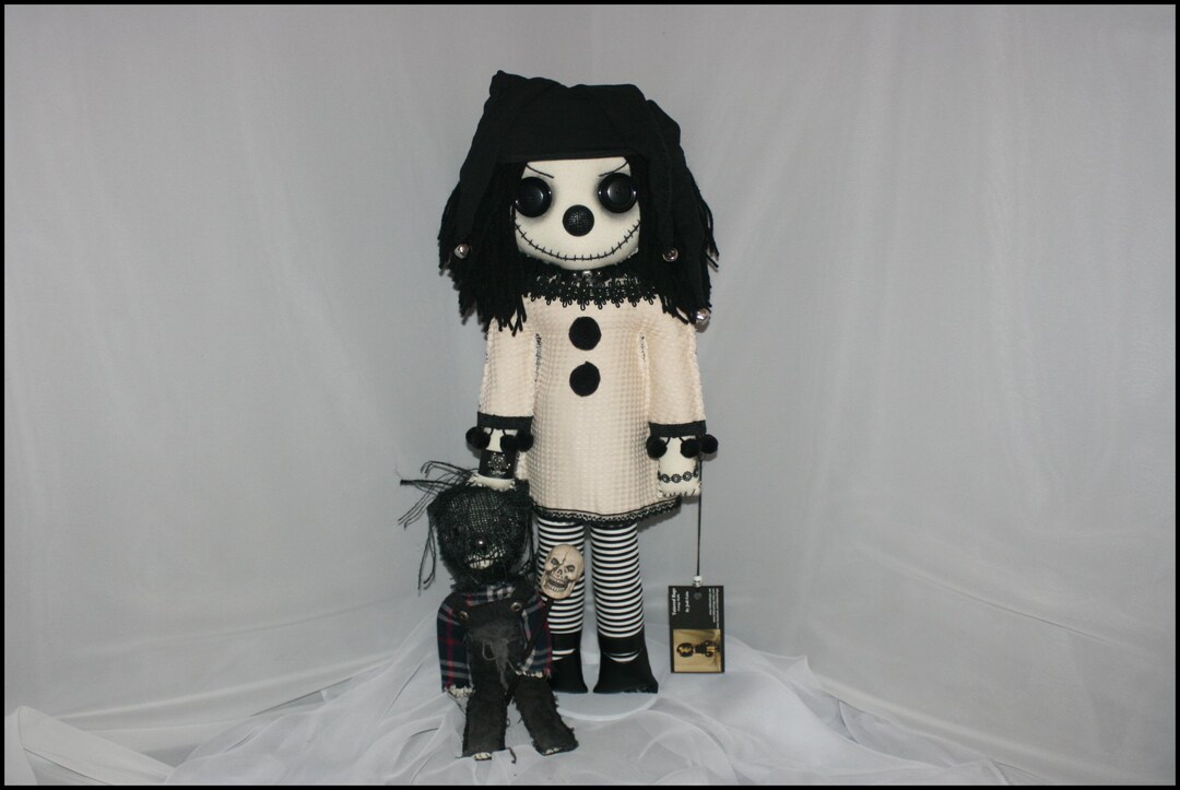 OOAK Hand Stitched Clown Rag Doll With Clown Dolly Creepy Gothic Folk ...